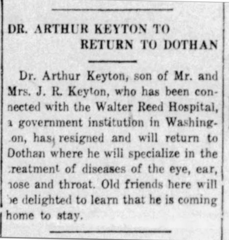 It Came from the Archives: Dr. Arthur Keyton - a Dothan Doughboy in ...
